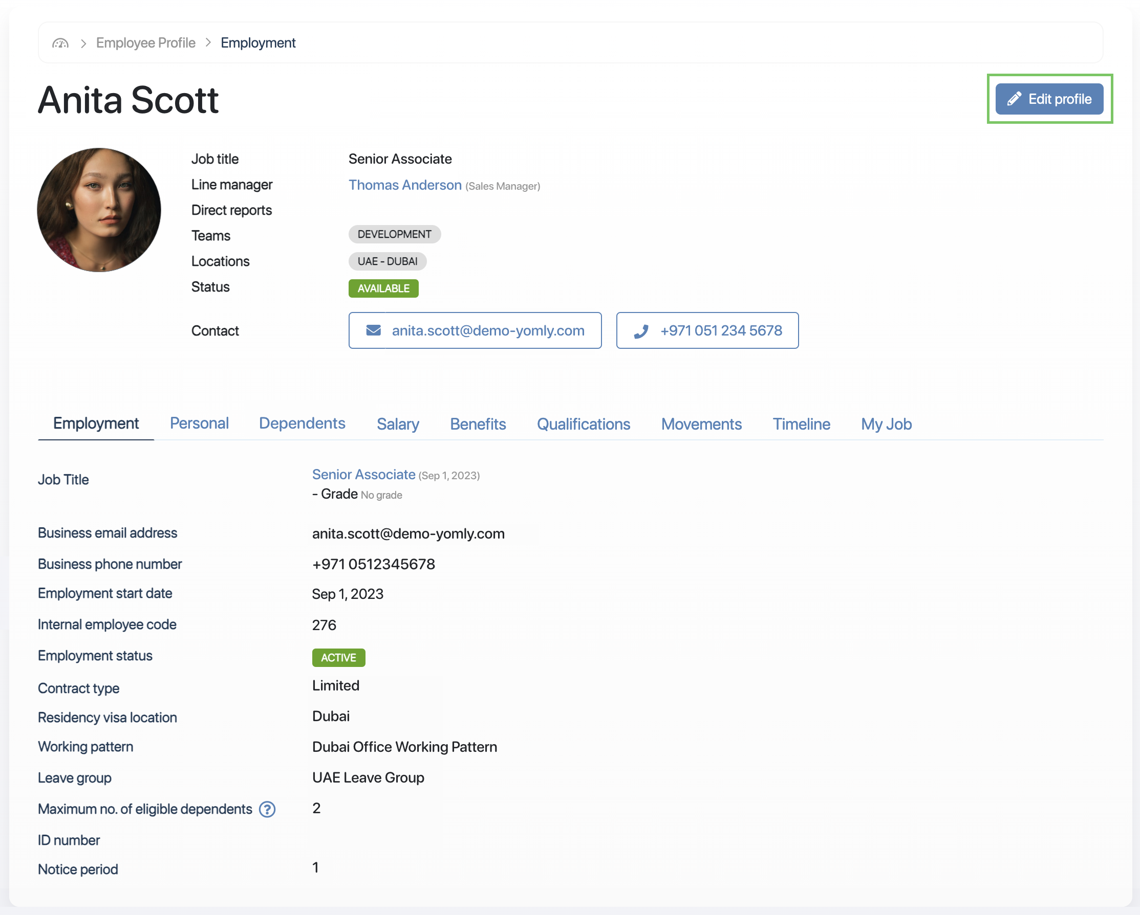 Employee profile management – Yomly