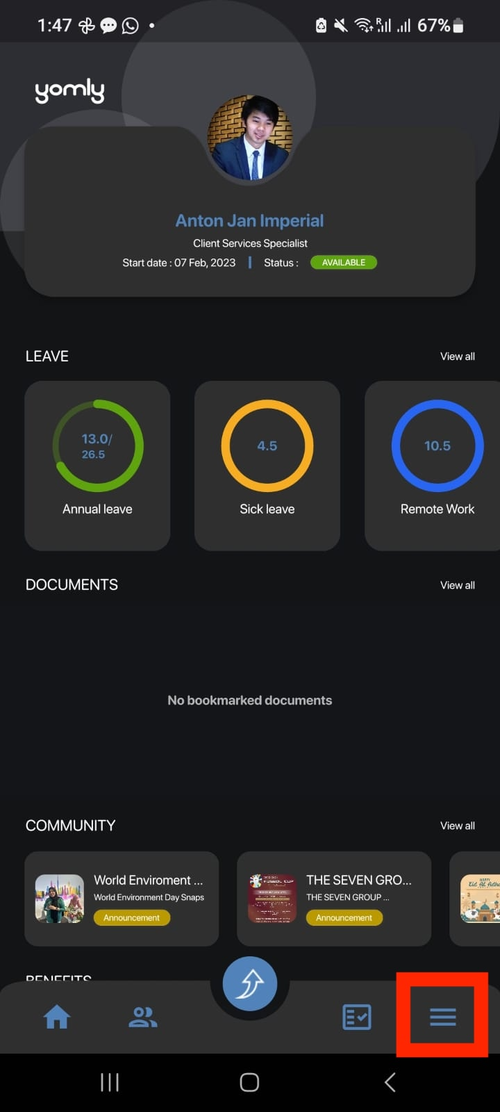 Mobile App: How to request a leave request – Yomly