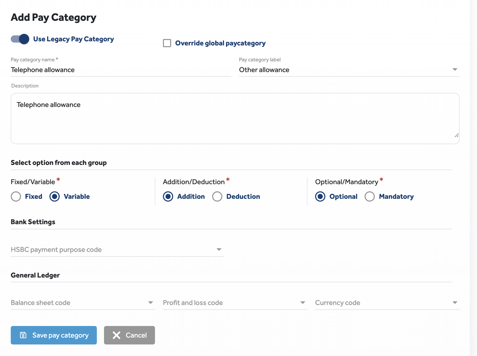 Creating local pay categories – Yomly